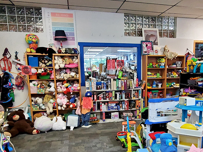 Stuffed animals enjoying their retirement years, patiently waiting for a second chance to be loved by another generation of children.