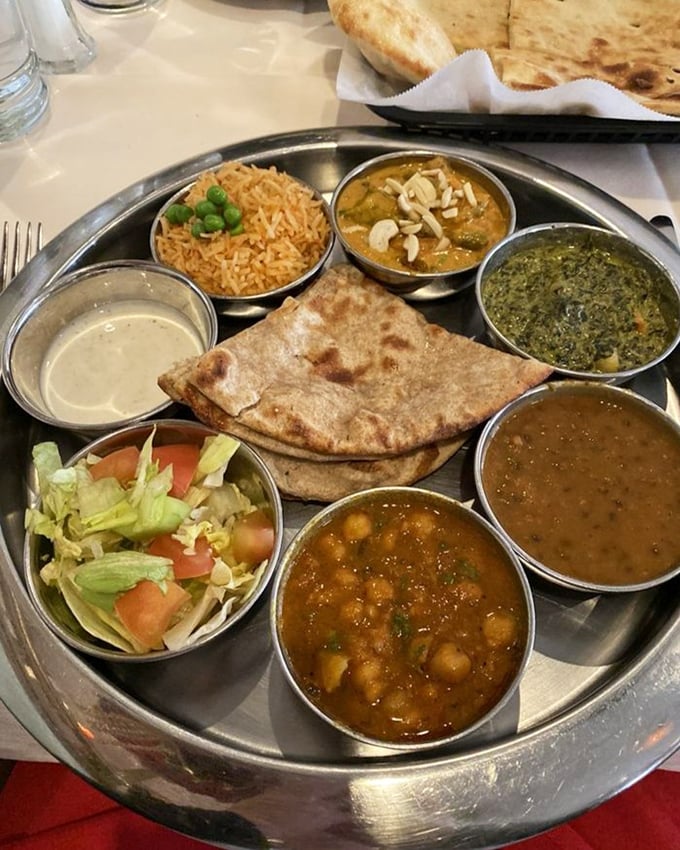 The Vaishnav Thali isn't just a meal&mdash;it's a guided tour through India's vegetarian traditions, with each metal bowl offering a new discovery.