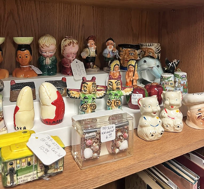The island of misfit figurines, where salt and pepper shakers shaped like Alaska stand proudly next to praying children and totem poles.