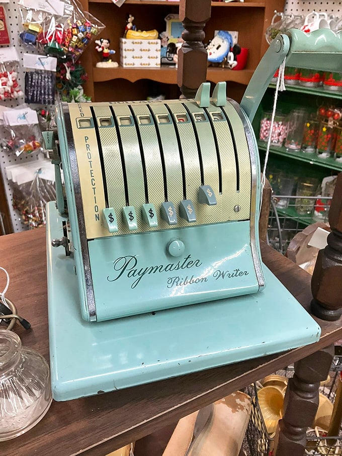 The mint-green Paymaster Ribbon Writer&mdash;when calculating your budget was a mechanical adventure rather than an app-based disappointment.