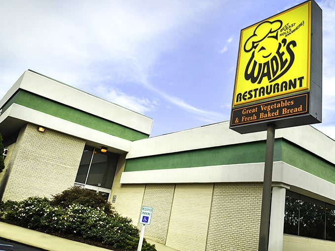 Wade's Restaurant sign promises "great vegetables" with such confidence you know someone's grandmother is involved in the kitchen.