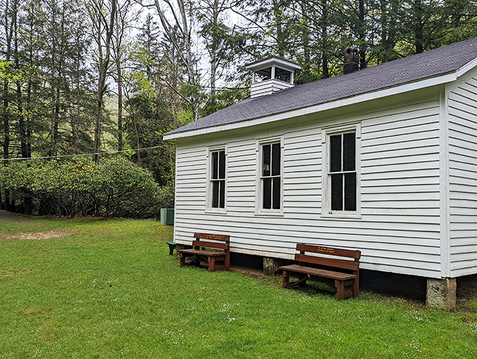 The historic Windy Gap School stands as a reminder that education once required only wooden benches, not Wi-Fi passwords.