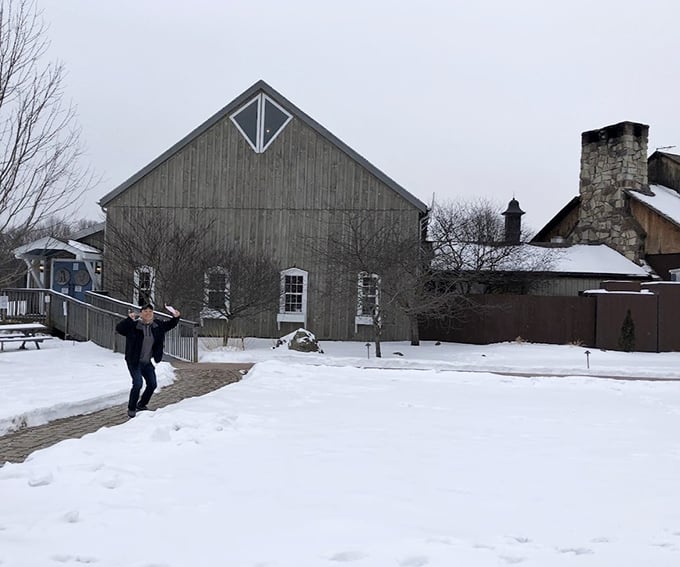 Winter transforms Sarah's Vineyard into a snow globe scene&mdash;proving good wine tastes even better when there's a chill in the air.