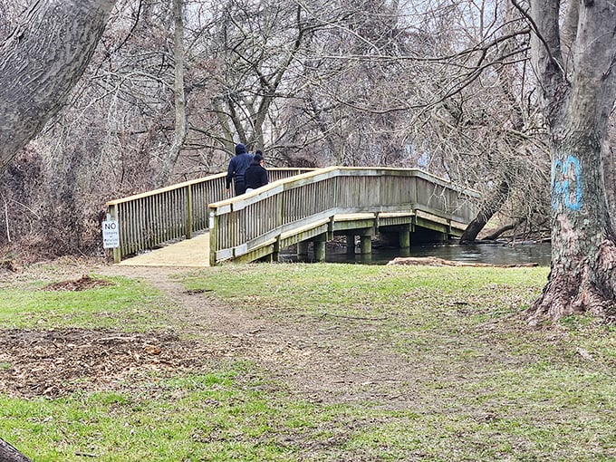 A rustic wooden bridge invites exploration of Havre de Grace's natural side. Some crossings are worth taking just for the journey itself.