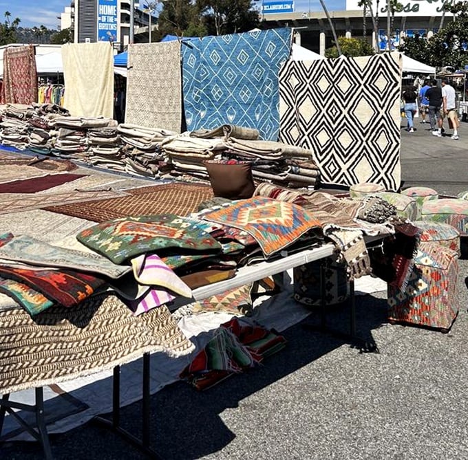 Textile paradise where global influences meet &ndash; these rugs have traveled farther to get here than most weekend shoppers.