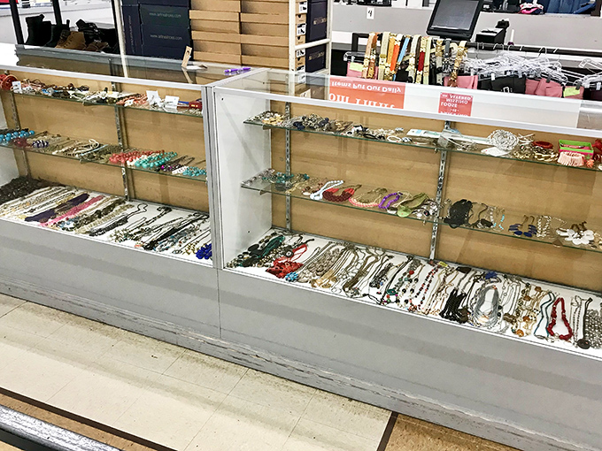 Jewelry cases glittering with possibilities&mdash;where vintage brooches and costume necklaces wait to transform ordinary outfits into "Where did you find that?" moments.