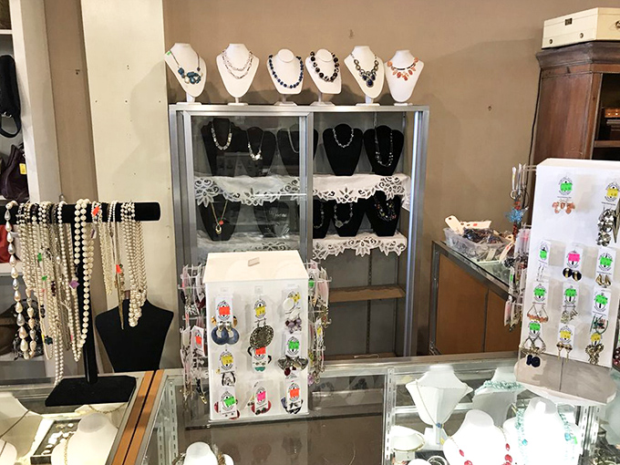 Jewelry displayed with surprising elegance. From costume to possibly-real-but-who-knows, these accessories await their next night out.