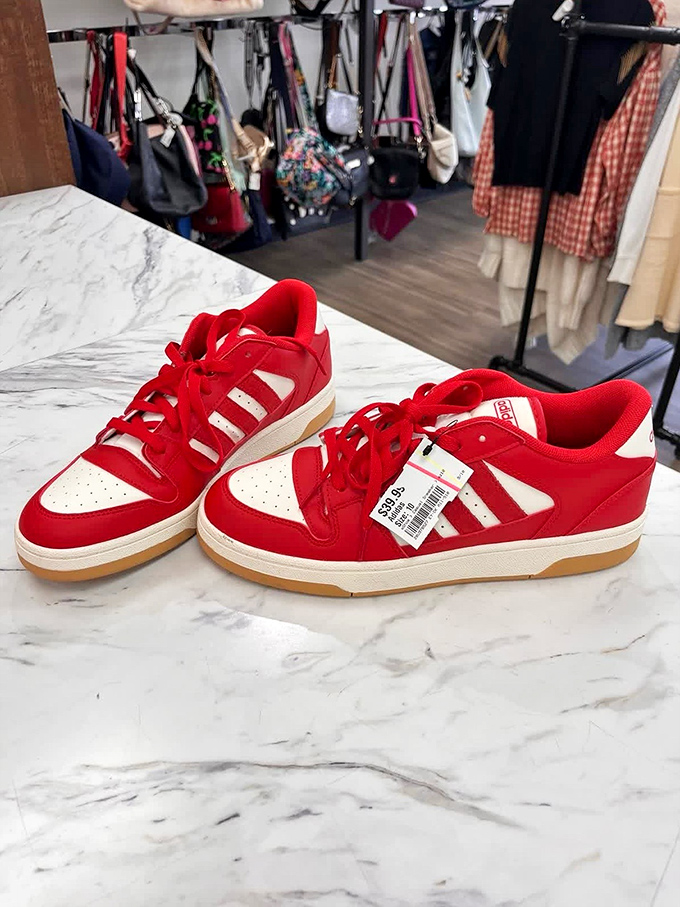 These red Adidas sneakers aren't just shoes&mdash;they're conversation starters that whisper "yes, I'm stylish AND financially responsible."