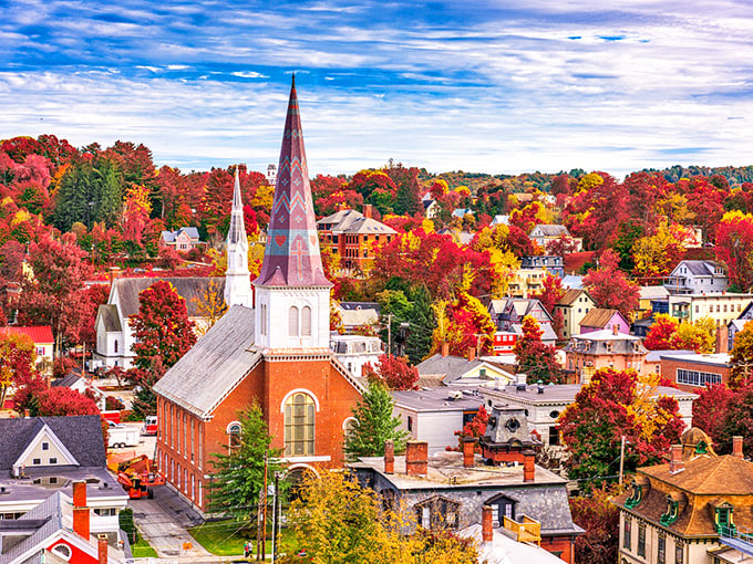 Fall foliage turns Montpelier into nature's fireworks display – a riot of reds and golds that makes even non-photographers reach for their phones.