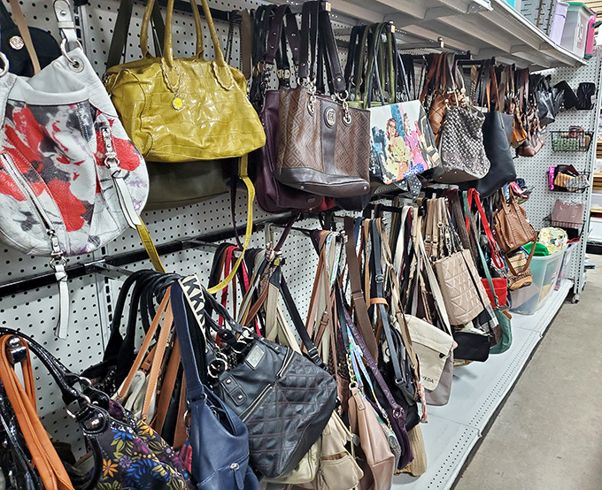 Handbag heaven for the accessory enthusiast. That mustard yellow tote might just be the unexpected pop of color your wardrobe desperately needs.