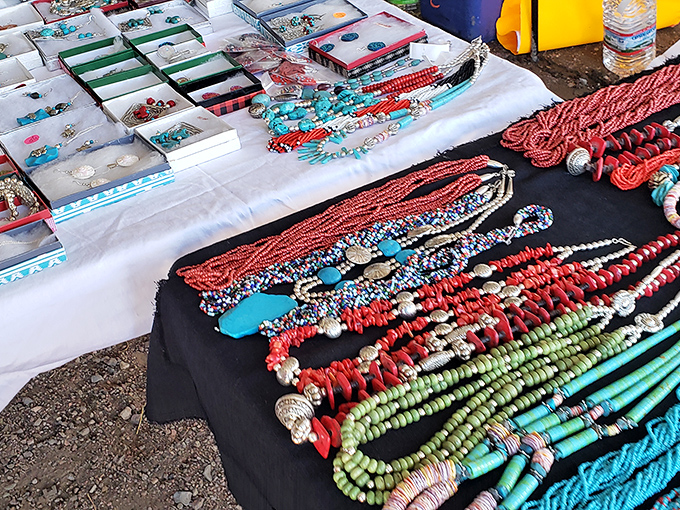 A symphony in turquoise, coral, and silver. These necklaces represent the living artistic traditions that have made Southwestern jewelry world-famous.