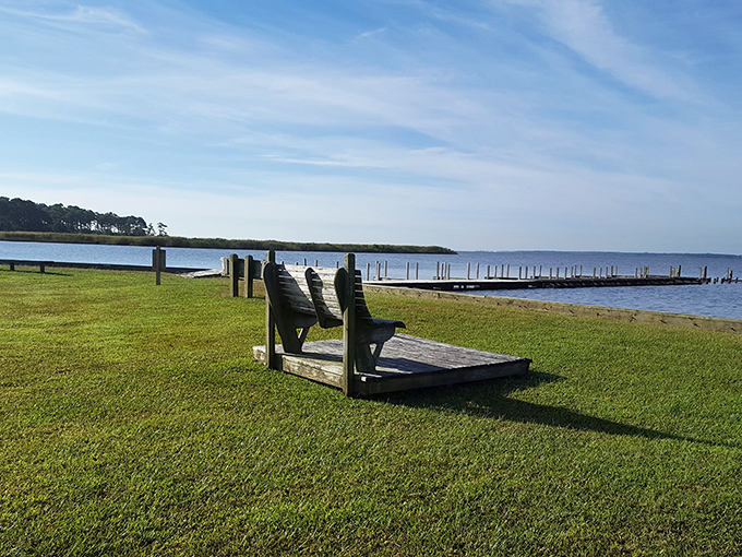 The best theater seats in Virginia don't face a stage but the endless horizon. This weathered bench has witnessed countless standing ovations for sunsets.