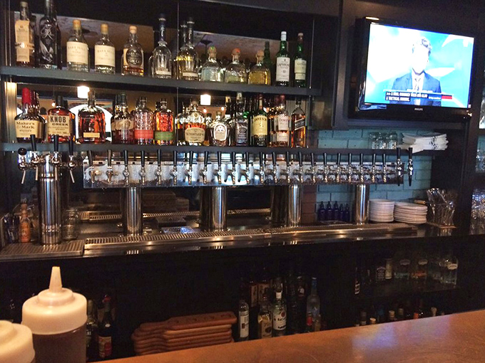 A lineup of taps that promises good times ahead. Bluebird's impressive beer selection proves they take their liquid pairings as seriously as their barbecue.