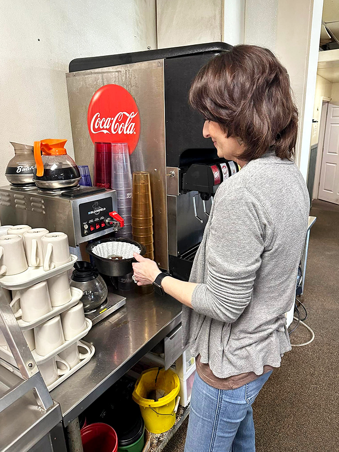 The beverage station&mdash;where sweet tea flows like liquid sunshine and coffee keeps the conversation going long after the plates are clean.