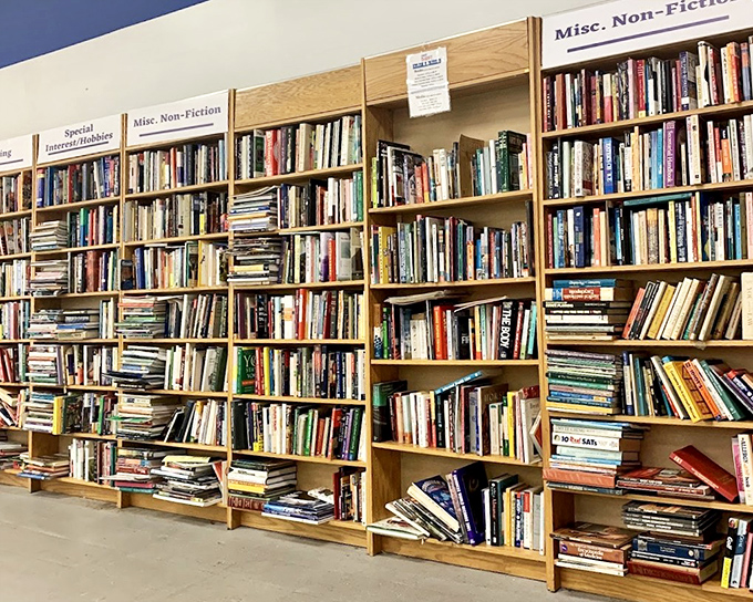 A library's worth of literary adventures stacked neatly, waiting for new readers. That dog-eared copy of "The Great Gatsby" is calling your name.