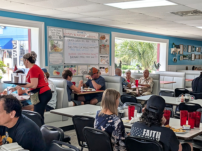 A whiteboard menu of daily specials and cheerful booths where breakfast dreams come true. The server's smile isn't corporate policy—it's genuine Florida hospitality.
