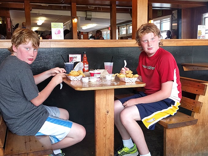 Young diners experiencing the ritual of Woodman's. Creating memories that will bring them back decades later with kids of their own.