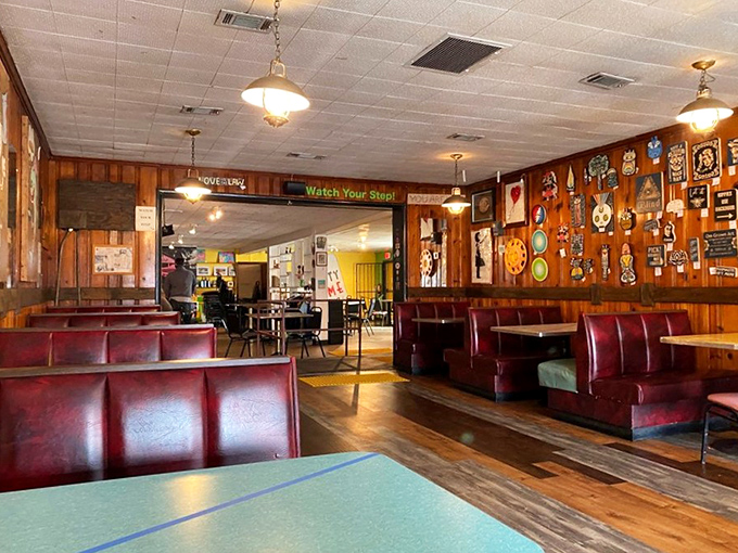 Red vinyl booths and wood paneling transport you to simpler times when breakfast was always this good.