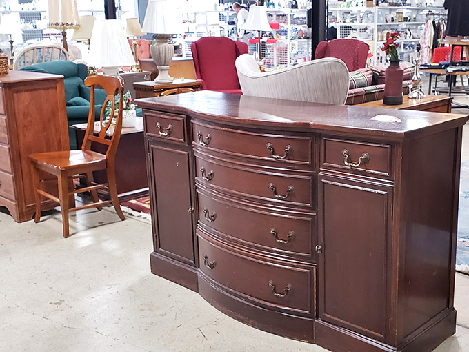 This isn't just a dresser&mdash;it's potential family heirloom material masquerading as a thrift store find, complete with enough drawers for all your secrets.