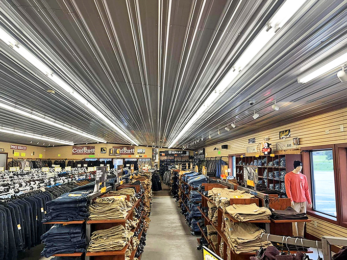 The Carhartt shrine&mdash;where workwear meets fashion in a cathedral of denim and canvas. Durability never looked so organized.