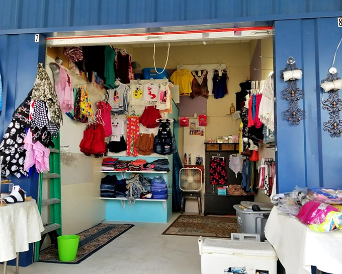 Clothing racks overflow with options, turning this stall into your new favorite boutique without boutique prices.