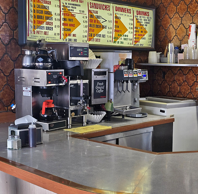 The coffee station&mdash;where liquid motivation is brewed fresh. In a world of fancy lattes, Rick's reminds us that sometimes simple coffee is the perfect companion.