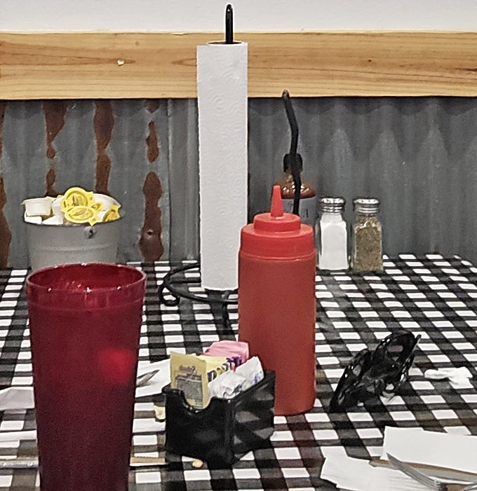 The table essentials: ketchup, salt, pepper, and napkins&mdash;because some meals require proper tools and emergency cleanup capabilities.