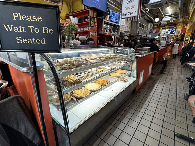 The bakery case: where willpower goes to die. Those pies and pastries have broken stronger resolves than yours.