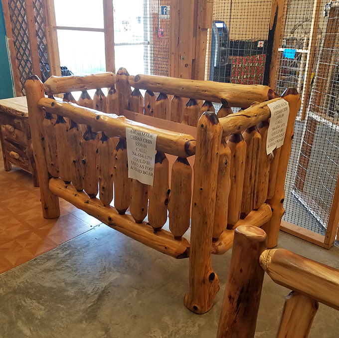 Rustic log furniture built to last generations. This crib could start a family tradition or just make your guest room Instagram-worthy.