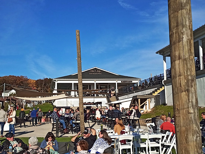 Weekend wine warriors assemble on multiple levels of outdoor seating, proving that Pennsylvania knows how to create California-worthy wine experiences.