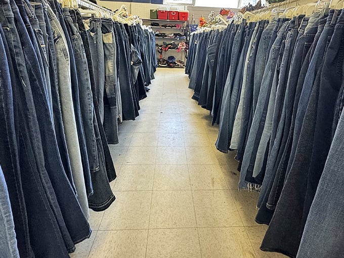 The denim corridor&mdash;a blue jean forest where finding the perfect pair feels like striking gold in the Pennsylvania hills.