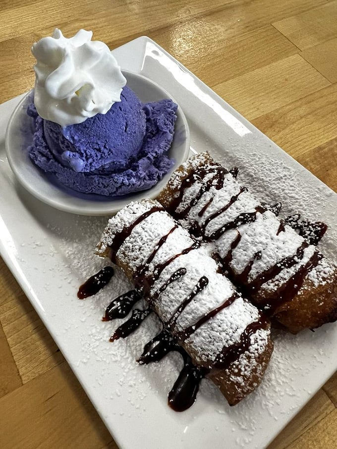 Purple ice cream and powdered pastries&mdash;proof that Jackie's understands that life's too short to skip dessert. Your diet can wait.