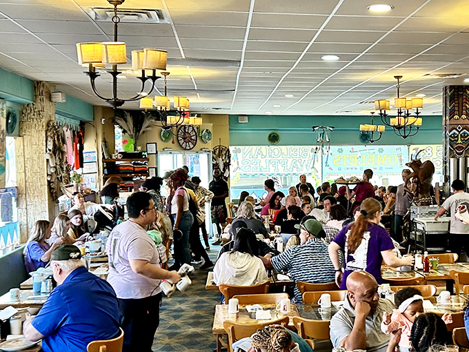 A packed house of happy diners confirms what locals already know&mdash;this place serves up memories alongside those famous hotcakes.