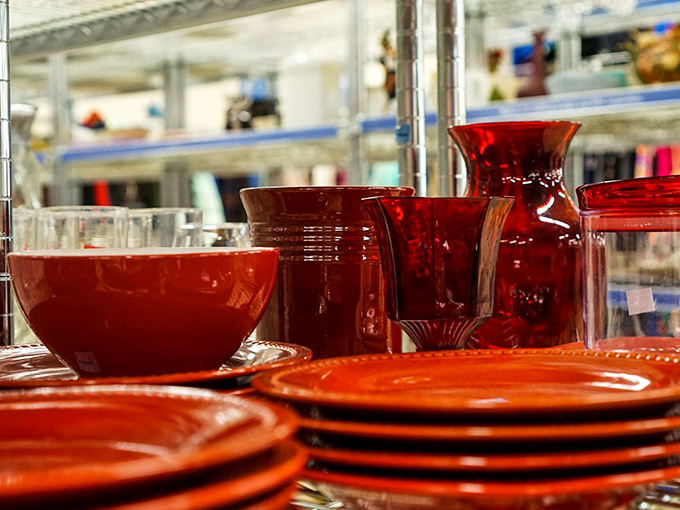 Ruby red dinnerware that would make Dorothy's slippers jealous. Set a table that pops without the sticker shock of department store prices.