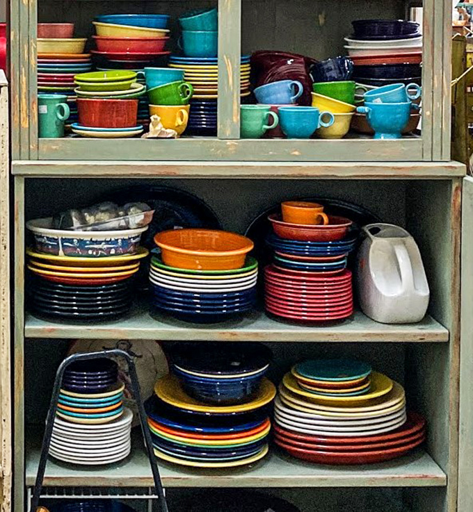 Fiestaware heaven! These colorful vintage dishes have hosted thousands of meals and are ready for thousands more.
