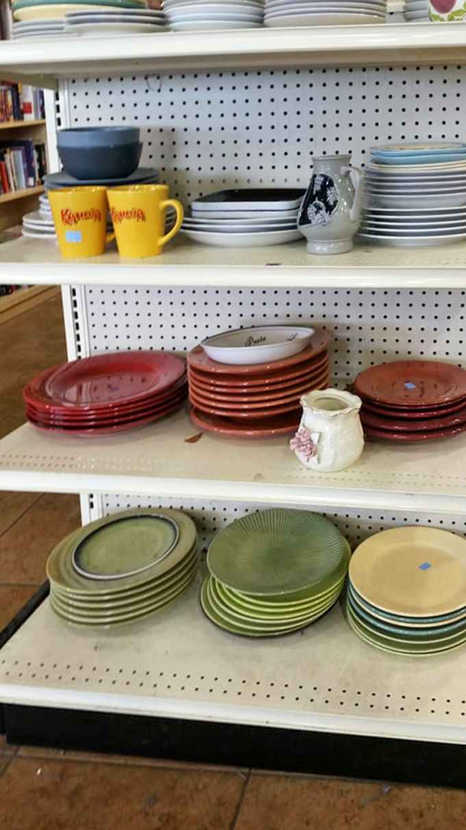 Dinnerware collections waiting for new tables to grace. Those vintage Kahlúa mugs might be the conversation starters your kitchen shelf needs.