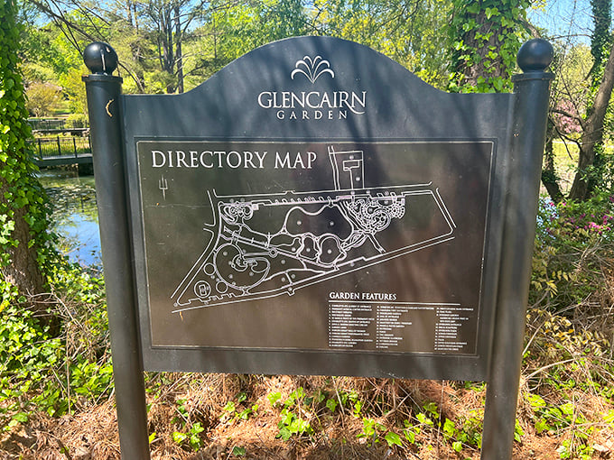The directory map&mdash;because getting pleasantly lost in a garden is fun until you miss lunch. Adventure with an escape plan.