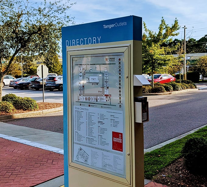 The directory stands as a treasure map for bargain hunters, revealing the location of every discount jewel within this shopping kingdom.