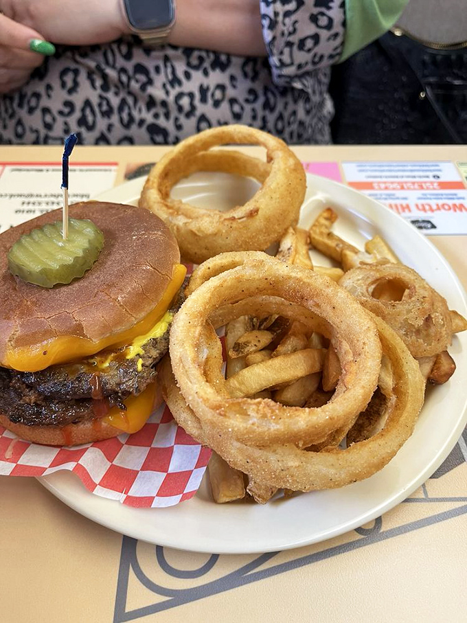 The double cheeseburger with steak fries and onion rings doesn't mess around when it comes to satisfying serious appetites and cravings.