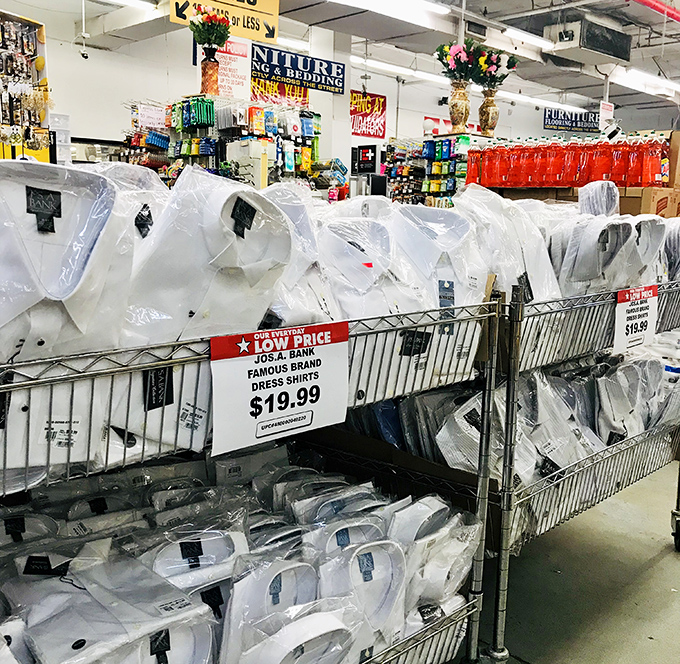 Dress shirts wrapped and ready to rescue your closet from its current state of boring desperation at unbeatable prices.