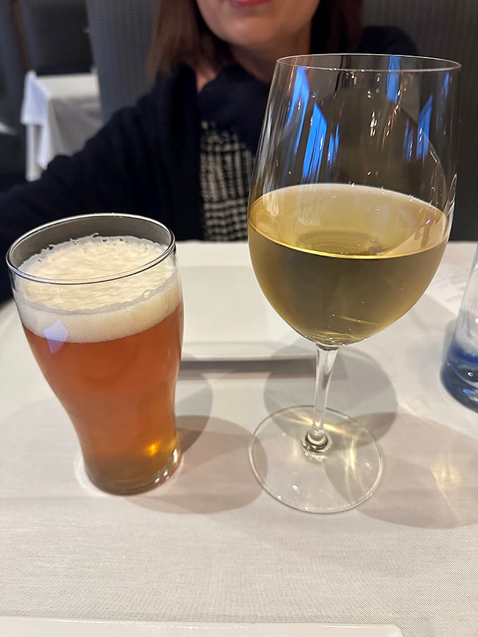 The perfect pairing: a crisp white wine and local craft beer. Because sometimes one beverage just isn't enough for seafood this good.