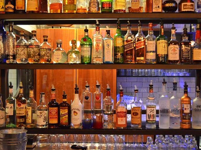A bar stocked for sailors and landlubbers alike. The impressive selection ensures your favorite libation is ready to complement those Maryland blue crabs.