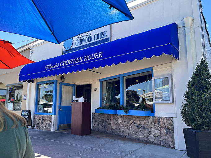 That vibrant blue entrance isn't just a doorway&mdash;it's a portal to flavor town, where chowder dreams come true and seafood cravings are gloriously satisfied.