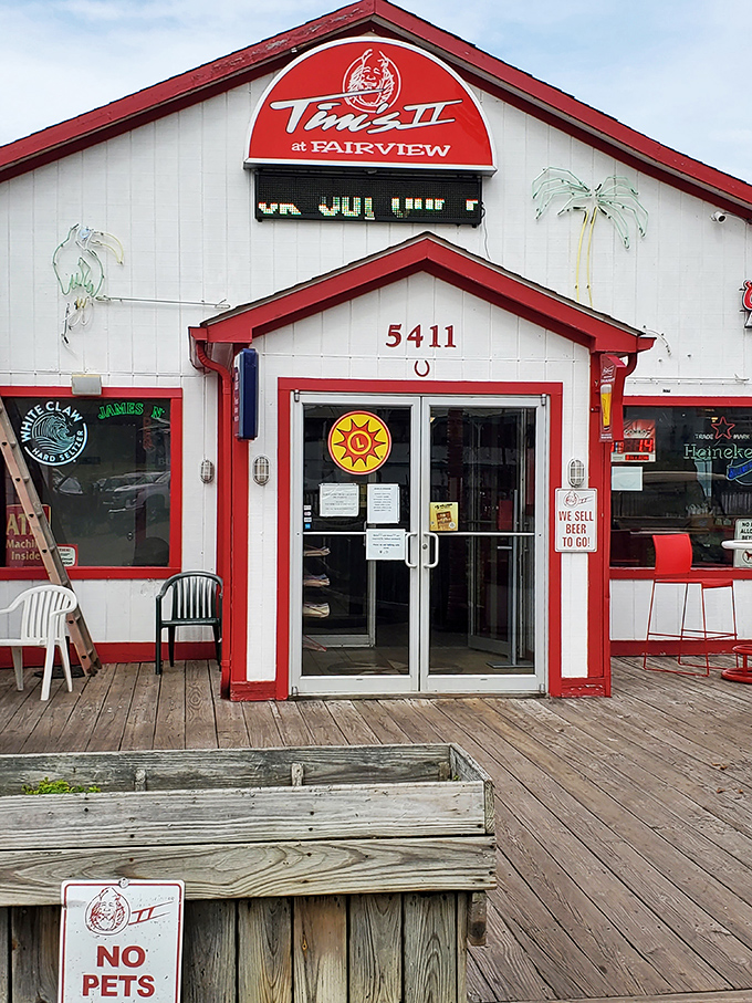 The entrance promises what lies beyond&mdash;a no-frills seafood experience where the focus is on fresh catches and river views, not fancy tablecloths.