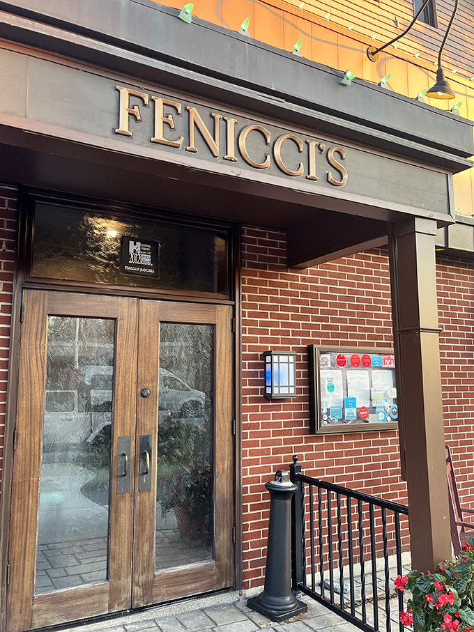 Another view of Fenicci's iconic entrance&mdash;where countless pasta pilgrimages have begun and food comas have ended.