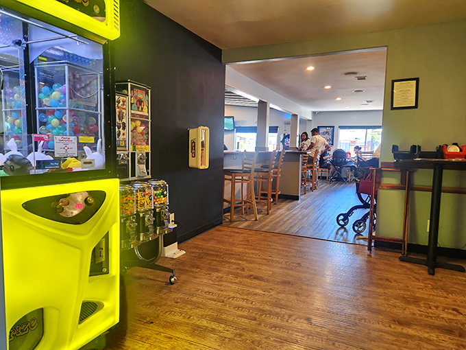 The "Bay Room" sign promises a semi-private dining experience &ndash; for when your relationship with ribs requires a bit more intimacy.