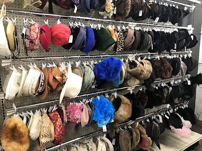 The hat section: where vintage elegance meets quirky statement pieces, all waiting for the right head to come along.