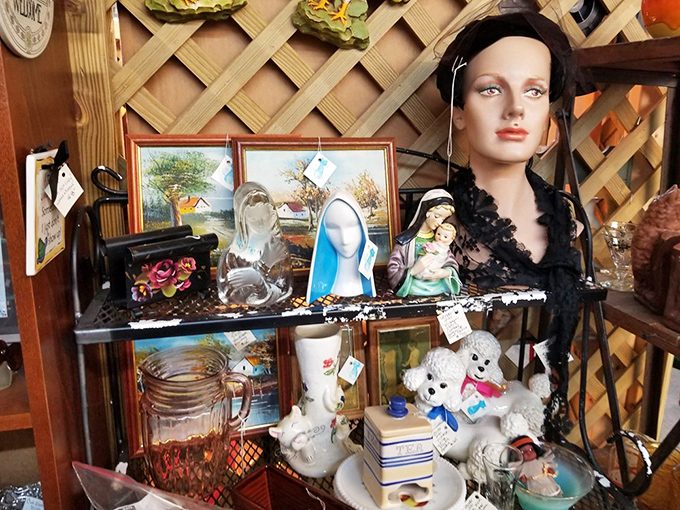 The island of misfit treasures. Religious figurines, vintage portraits, and porcelain companions waiting for someone to bring them back to life. 