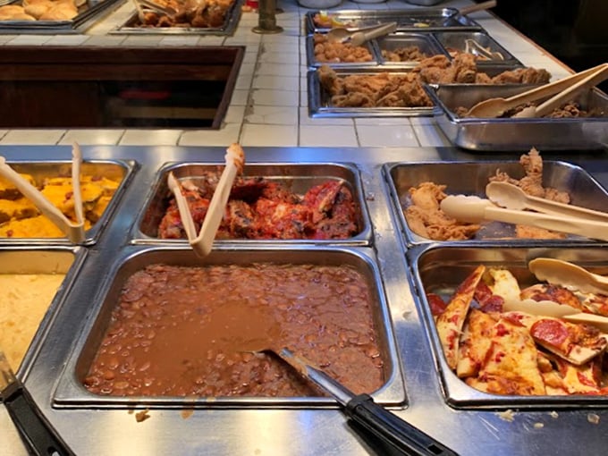 A buffet spread that answers the eternal question: "What if everything I wanted for dinner was available at once?"