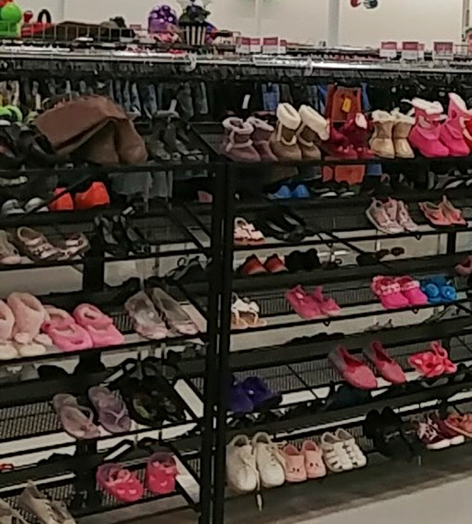 Footwear fantasies come true in these aisles. From barely-worn designer boots to practical sneakers, all priced less than a fancy coffee.